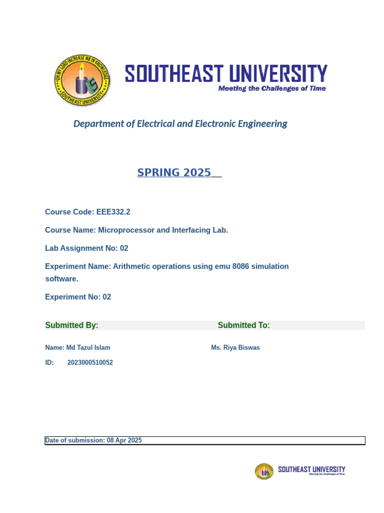 Arithmetic Operations Using Emu 8086 Simu | PDF