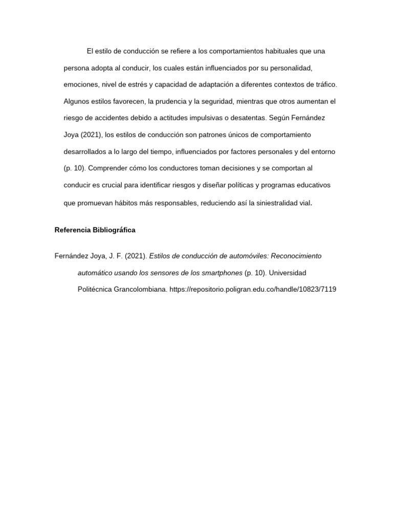 DEFINICION ESTILO DE CONDUCCION | PDF