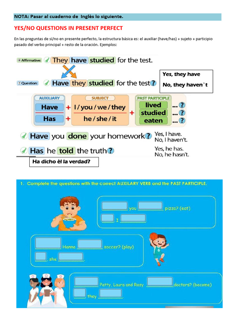 The Present Perfect Tense-Questions | PDF