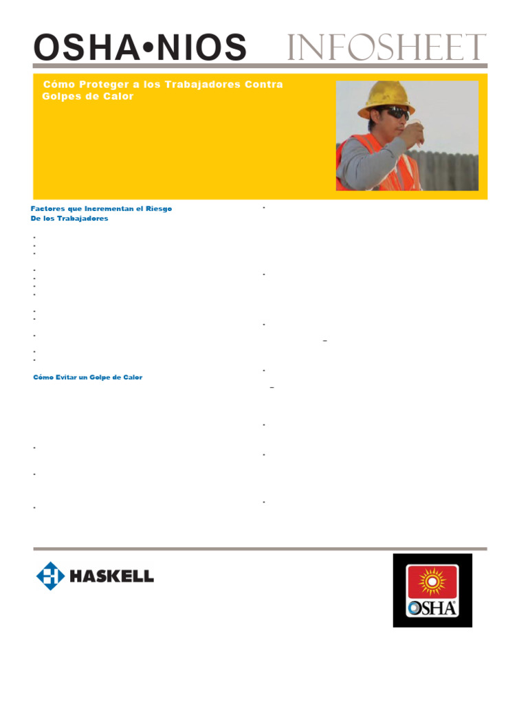 OSHA Heat Spanish | PDF | Agua | Calor