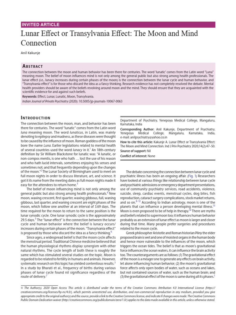 Moon's Influence on Human Behavior | PDF | Psychiatry | Moon