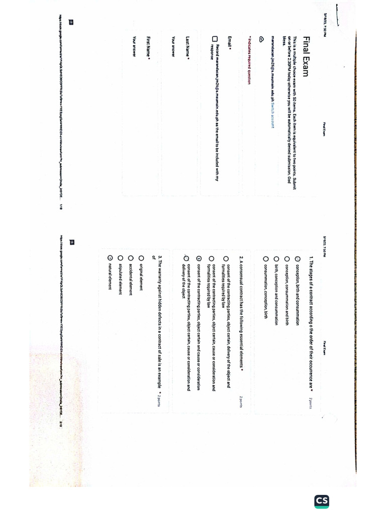 Oblicon Final Exam | PDF