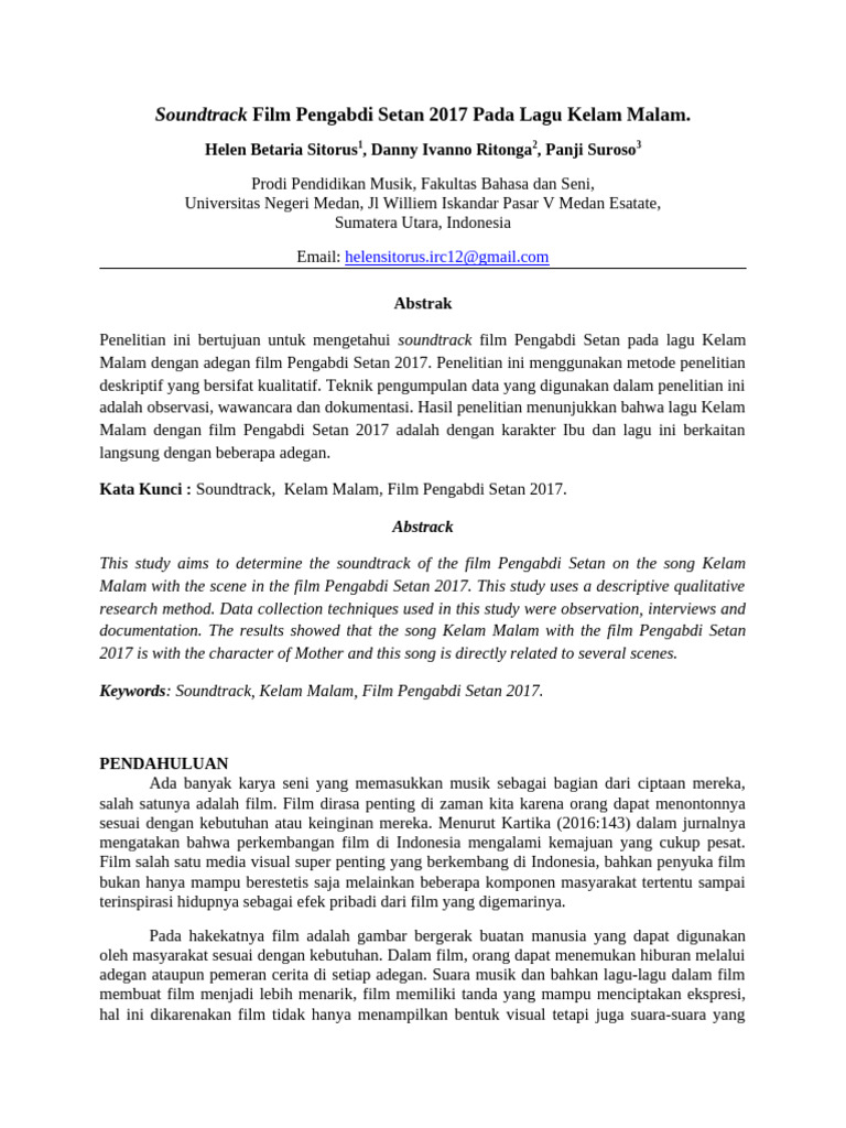 Analisis Lagu Kelam Malam di Pengabdi Setan | PDF