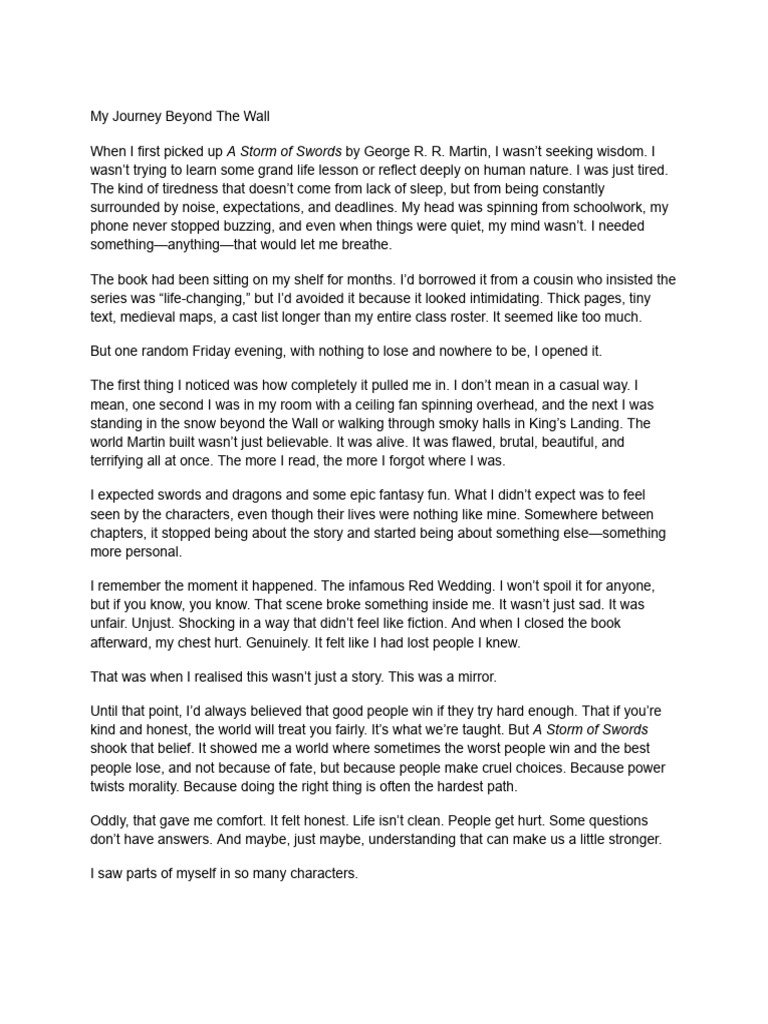 My Journey Beyond the Wall: A Reflection | PDF