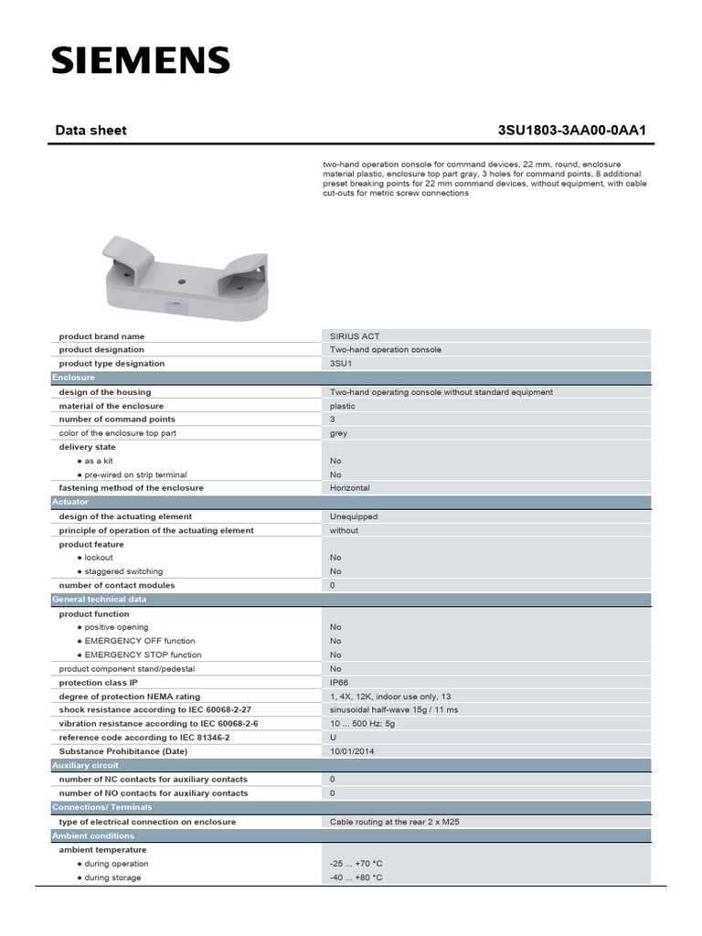 3SU18033AA000AA1 Datasheet en | PDF | Equipment | Electricity