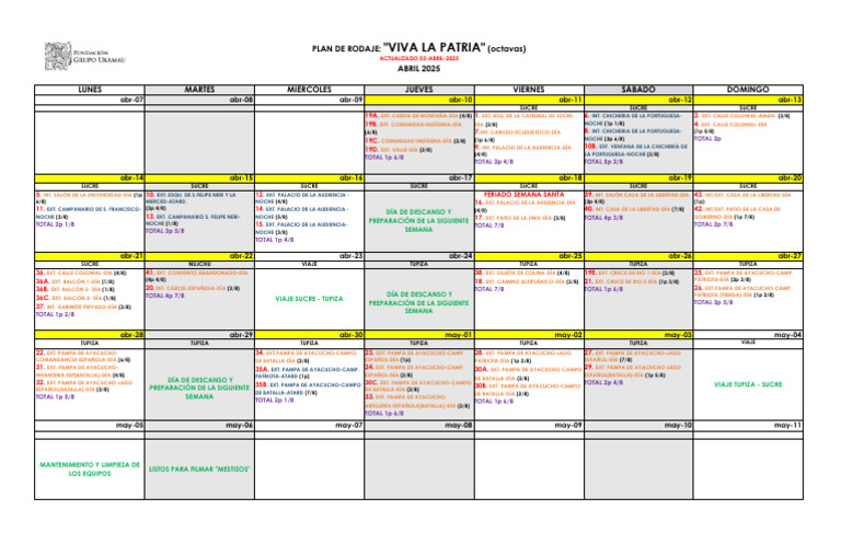 Plan de Rodaje 03-04-25 | PDF | Operaciones militares