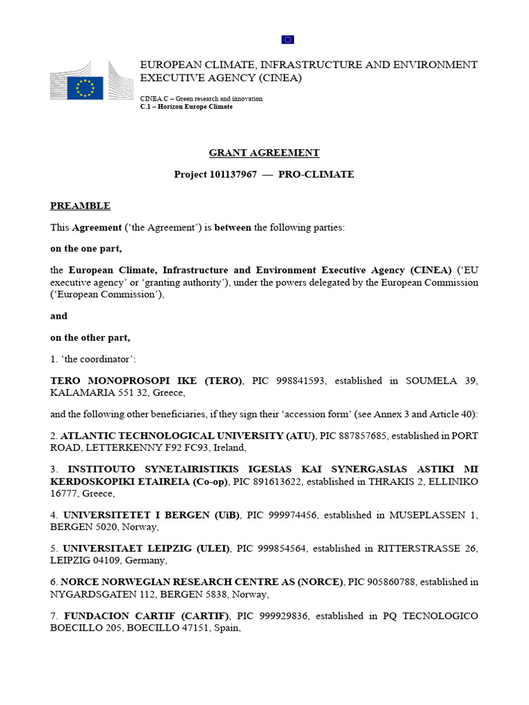 Grant Agreement - GAP-101137967 | PDF | Regulatory Compliance | Euro