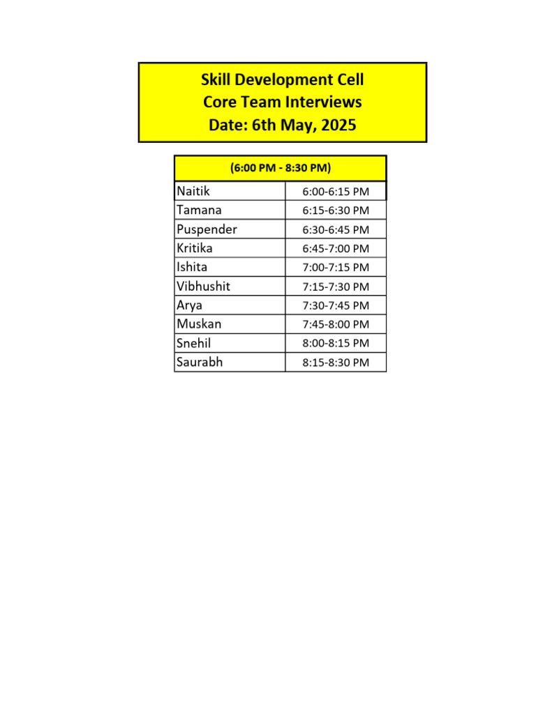 Interview Schedule (6th May) | PDF