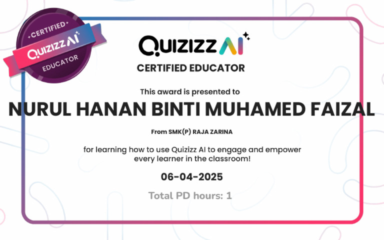 Quizizz Ai Certificate | PDF
