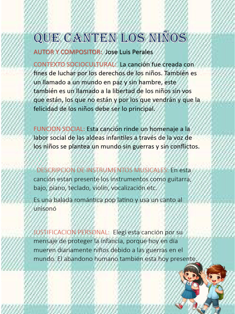 La canción que canten los niños | PDF