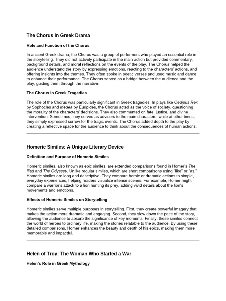 The Chorus and Homeric Similes in Greek Drama | PDF | Helen Of Troy ...