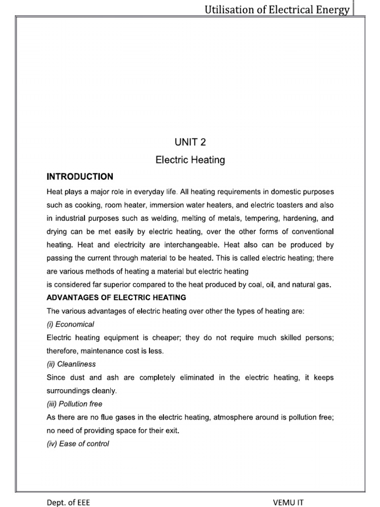 UNIT-1, Electric Heting | PDF