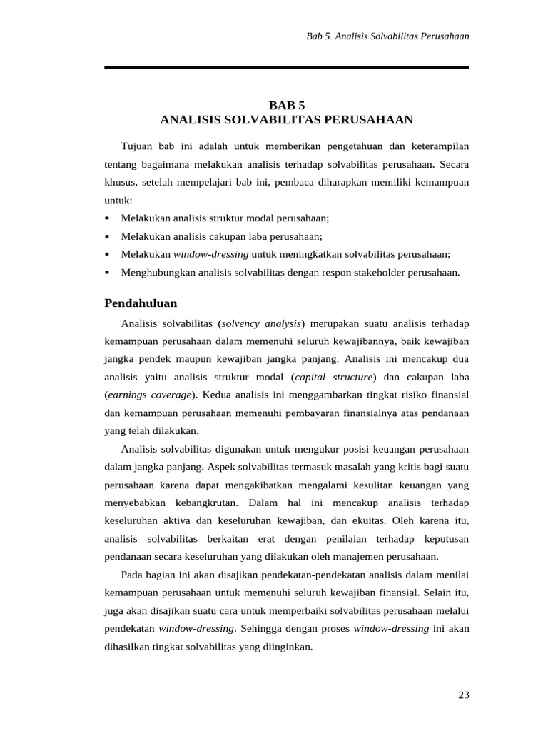 Bab 5. Analisis Solvabilitas | PDF