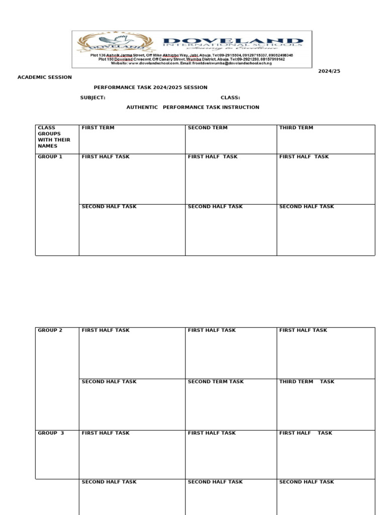 Performance Task Design Template 2024/25 | PDF