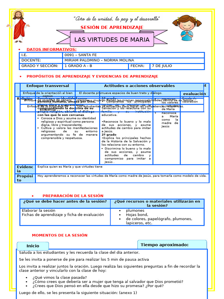 SESION 3 Virtudes-de-la-Virgen-Maria | PDF | María, madre de Jesús