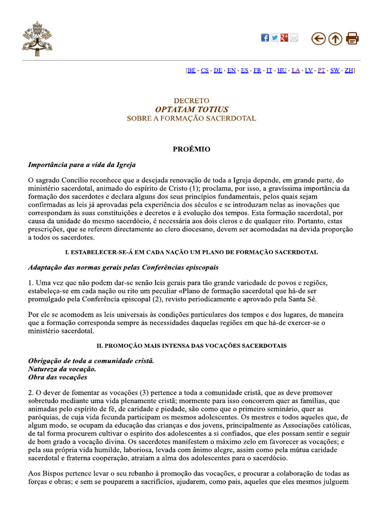 Optatum Totius | PDF