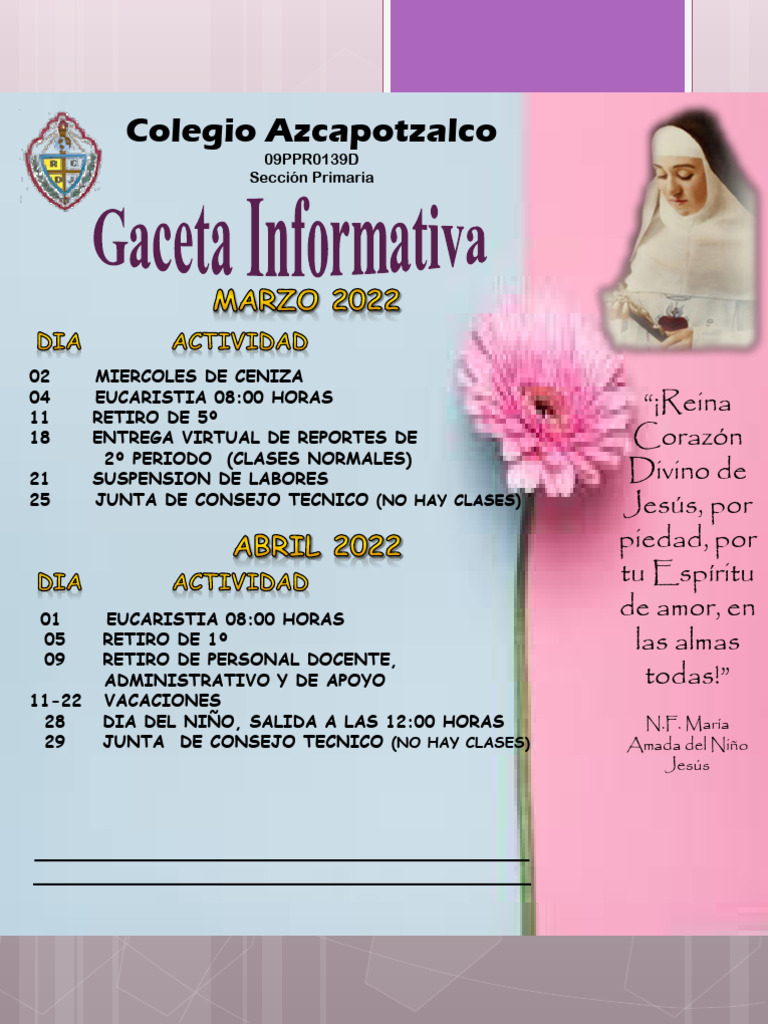 Gaceta Informativa Marzo y Abril 2022 Colegio Azcapotzalco | PDF