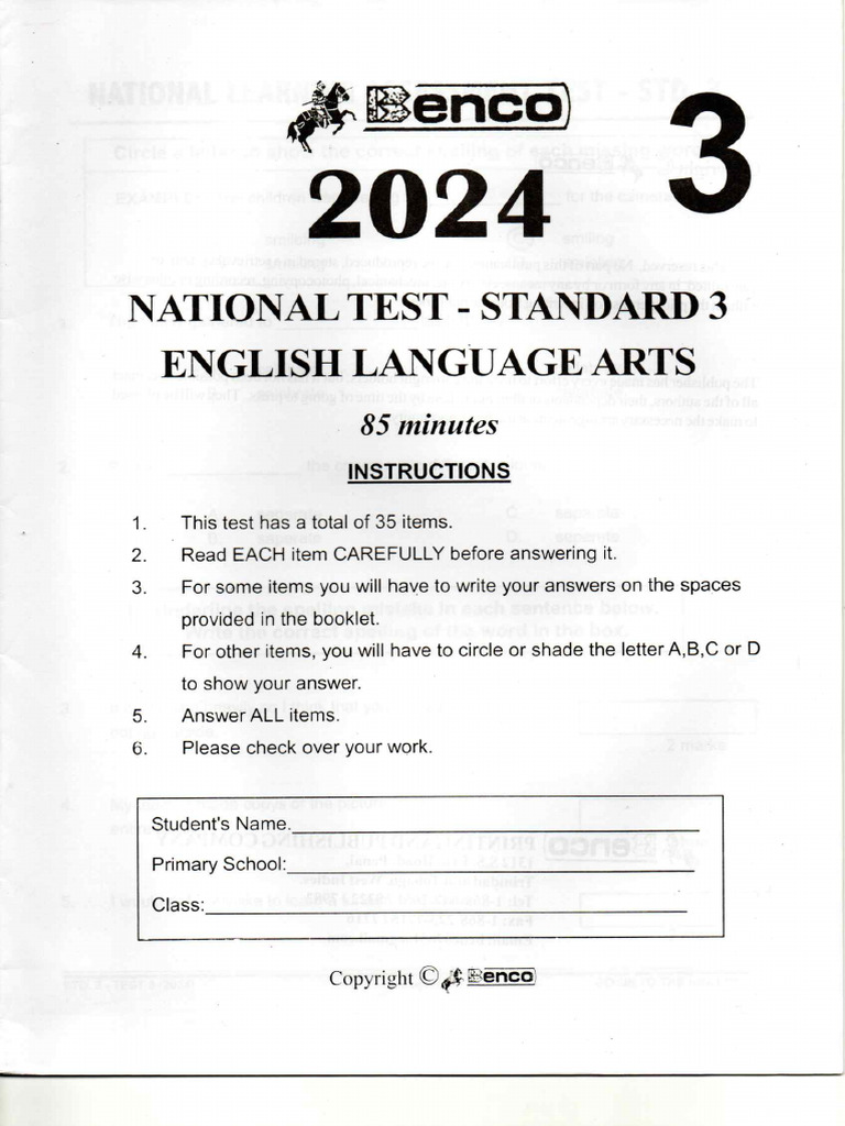 Benco NT 2024 ELA 3 | PDF