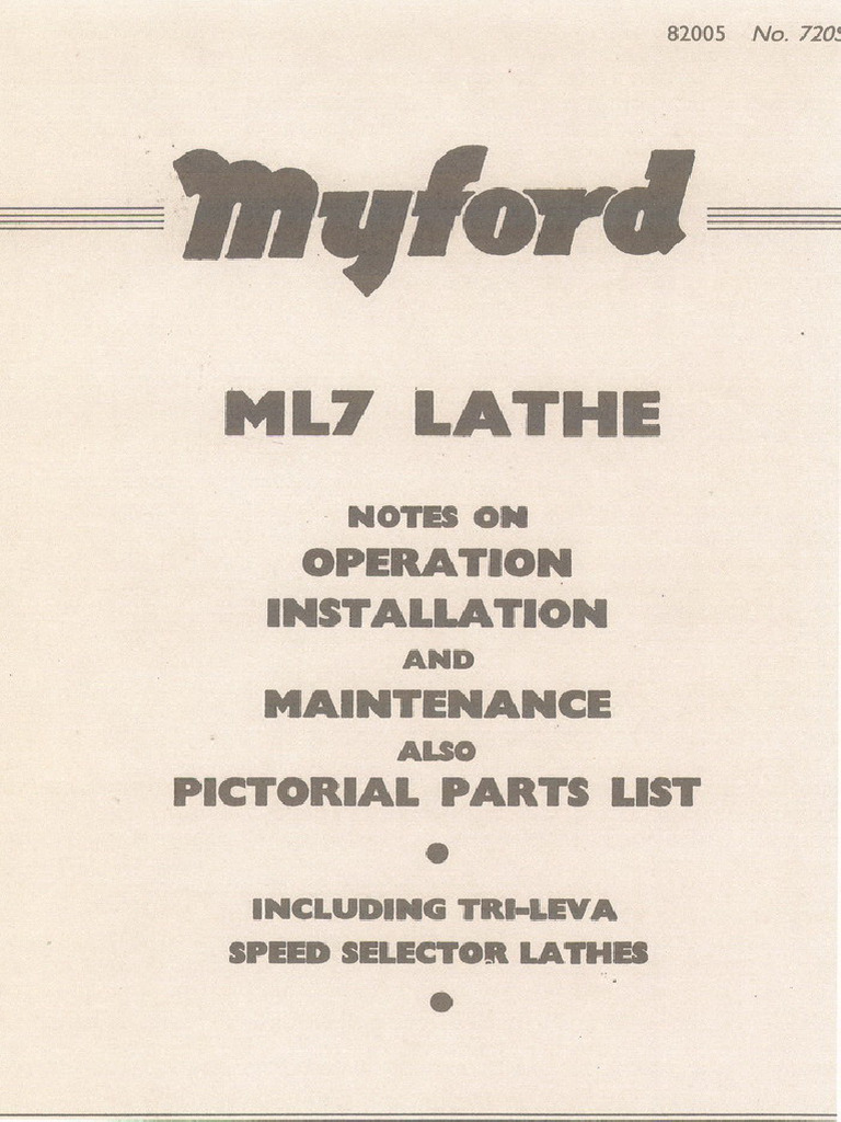 Myford - ML7 Lathe Manual | PDF