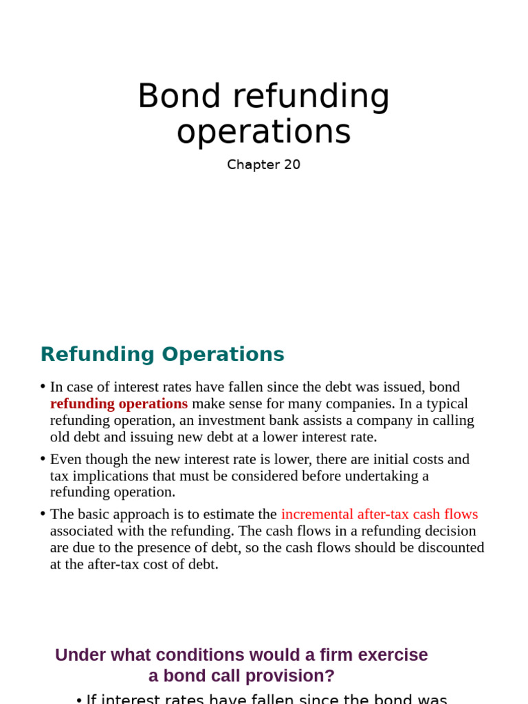 Bond Refunding Operations | PDF | Net Present Value | Bonds (Finance)