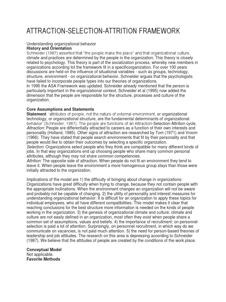 ASA Framework in Organizational Behavior | PDF | Conceptual Model ...