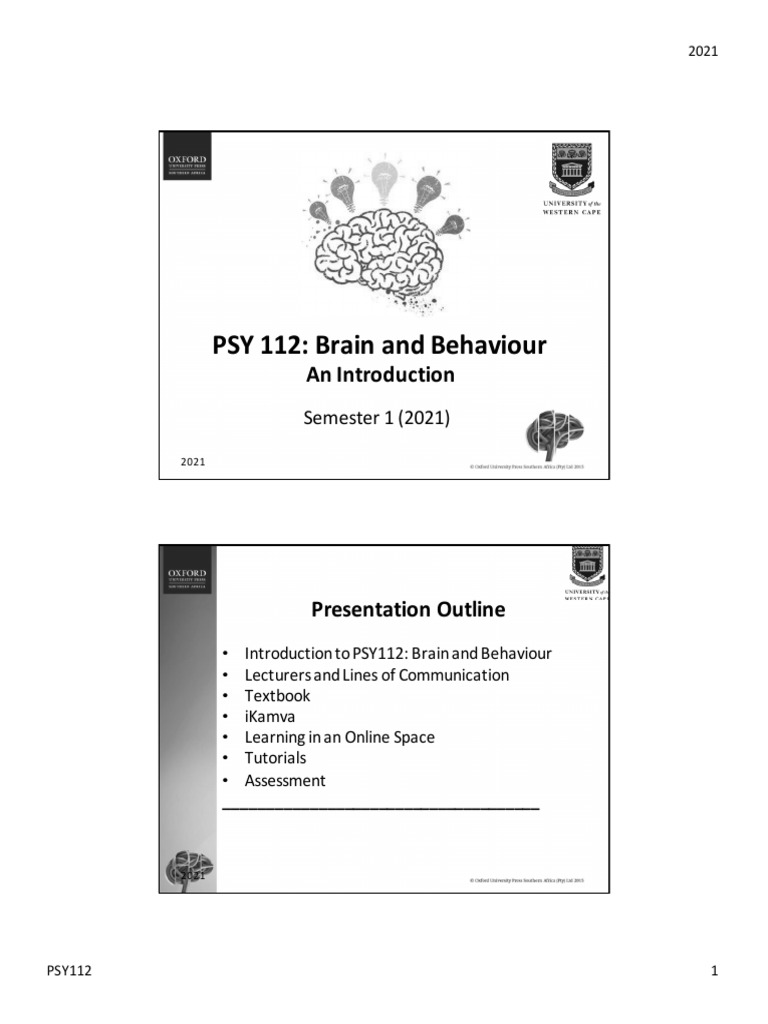 Lecture 1 - PSY112 - 2021 - Introduction | PDF | Psychology | Lecture