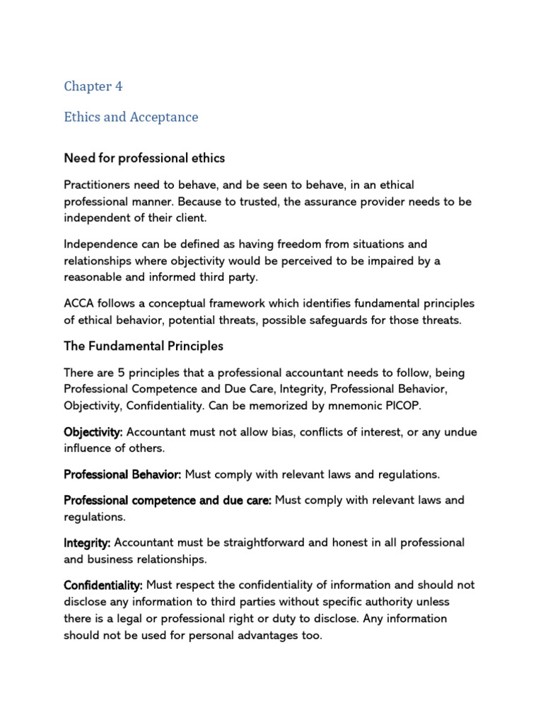 Chapter 4 - Ethics and Acceptance | PDF | Conflict Of Interest | Audit