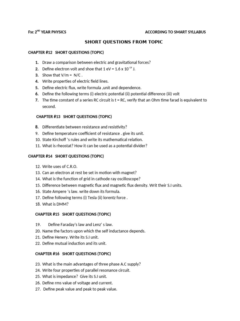 Physics 12 Topic SHRT Question | PDF | Radioactive Decay | Inductance