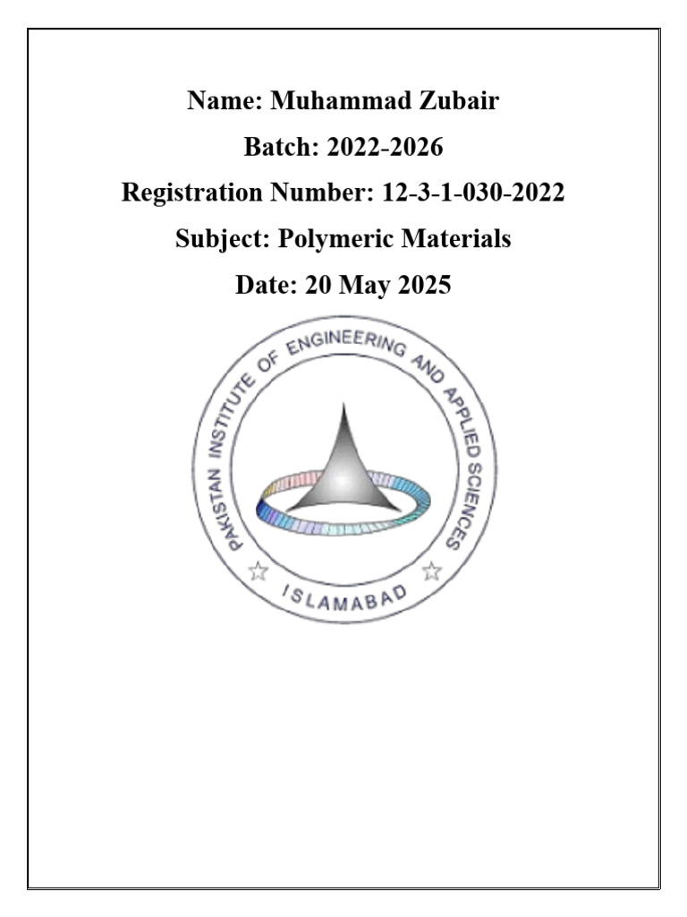 .Muhammad Zubair Polymer Assignment | PDF | Copolymer | Polymers