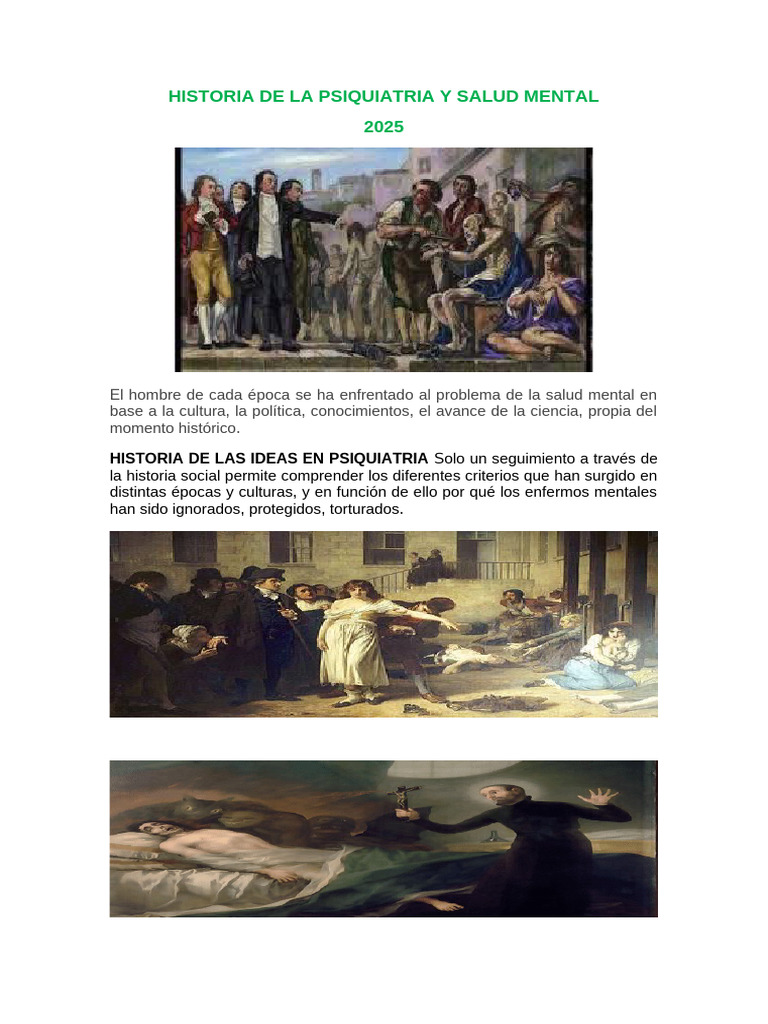 Tema 1 Historia de La Psiqui. | PDF | Psiquiatría | Trastorno mental