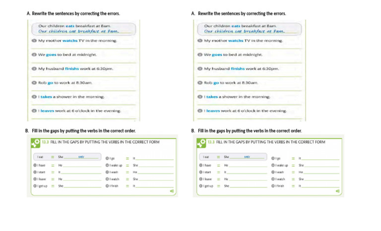 Present Simple Exercises Grade 7 | PDF