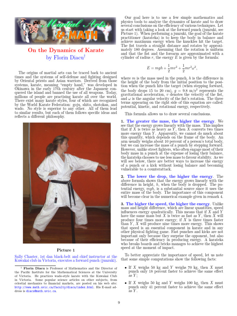 Analyzing Karate Dynamics with Physics | PDF | Mass | Karate