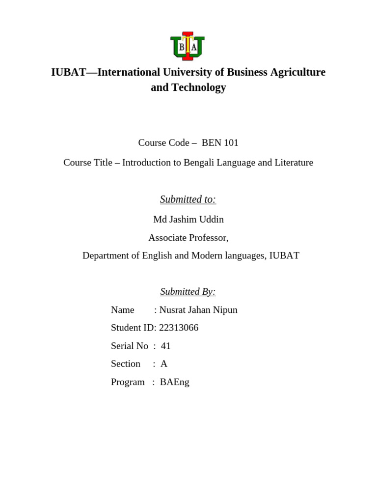 BEN 101 Assignment | PDF