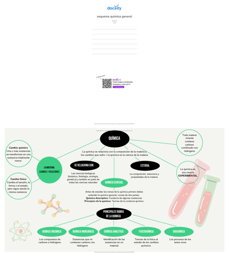 Esquema de Química General y Ramas | PDF | Química | Sustancias químicas