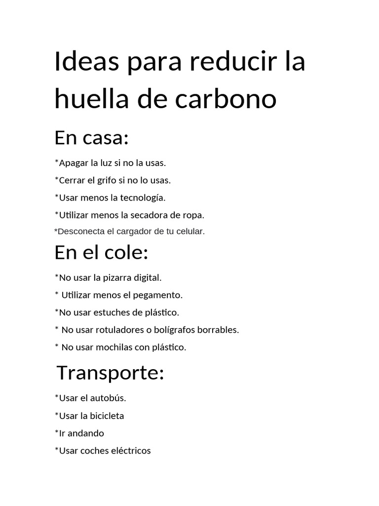 Ideas para Reducir La Huella de Carbono | PDF