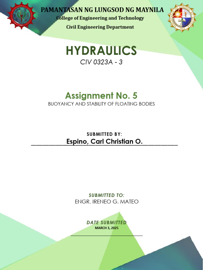 Civ0323a - 3 - A5 - Buoyancy and Stability of Floating Bodies | PDF