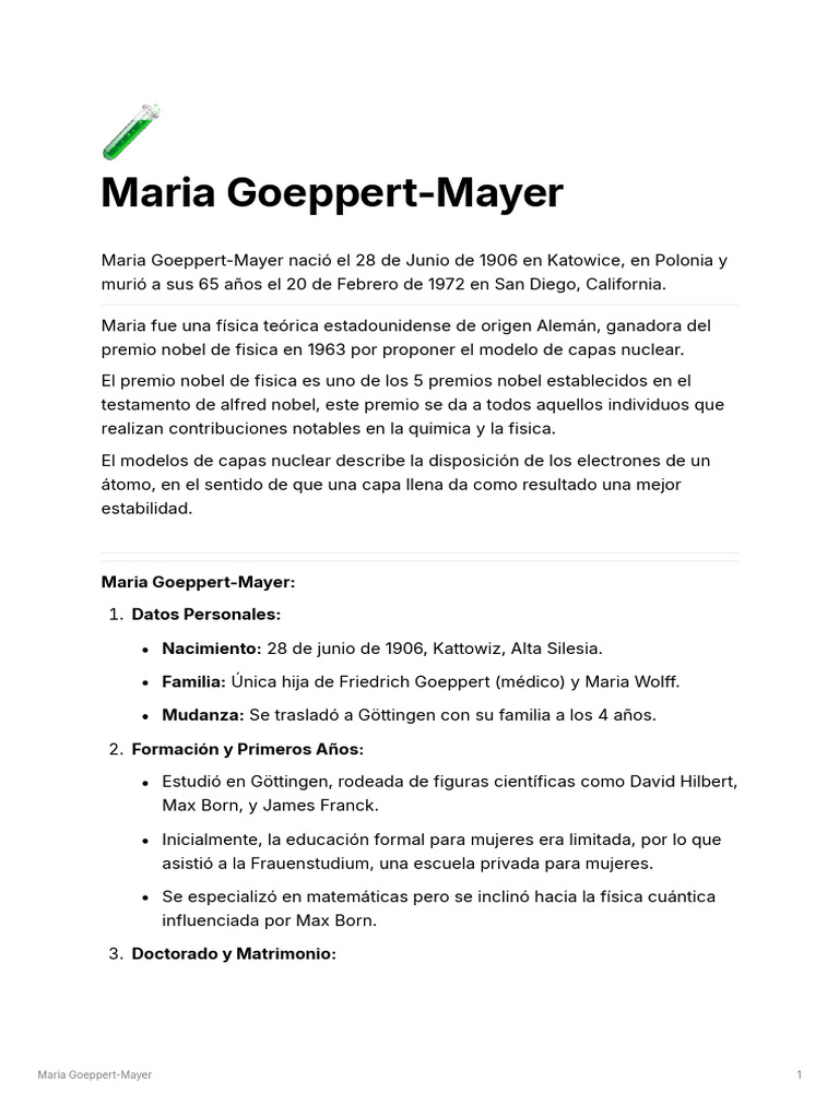 Maria Goeppert-Mayer | PDF | Física nuclear | Física