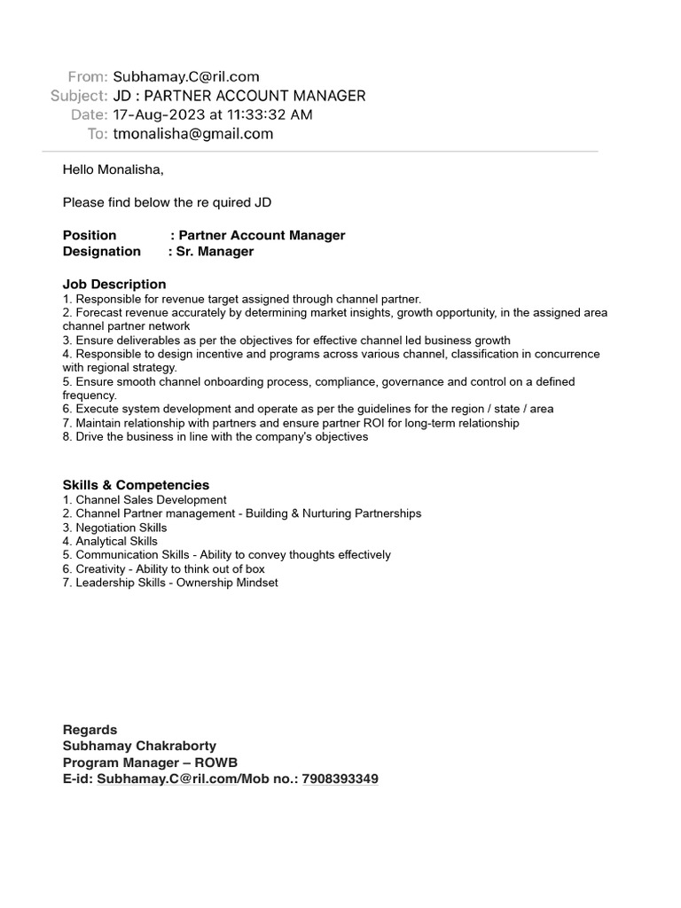 JD Partner Account Manager | PDF