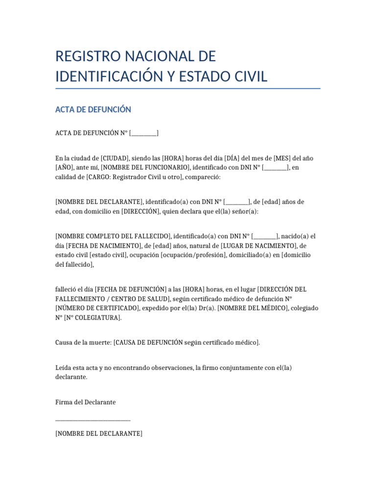 Acta de Defuncion | PDF