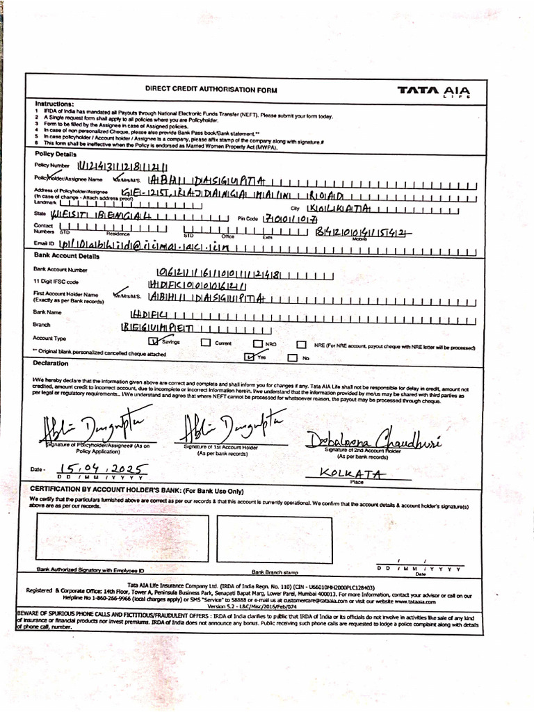 NEFT Form V5.2 Revised | PDF