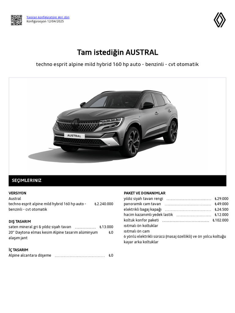 AUSTRAL Techno Esprit Alpine Mild Hybrid 160 HP Auto | PDF