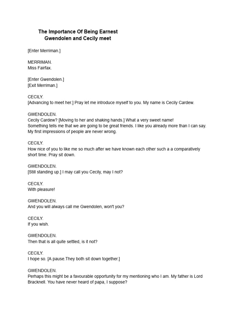 The Importance of Being Earnest | PDF | The Importance Of Being Earnest