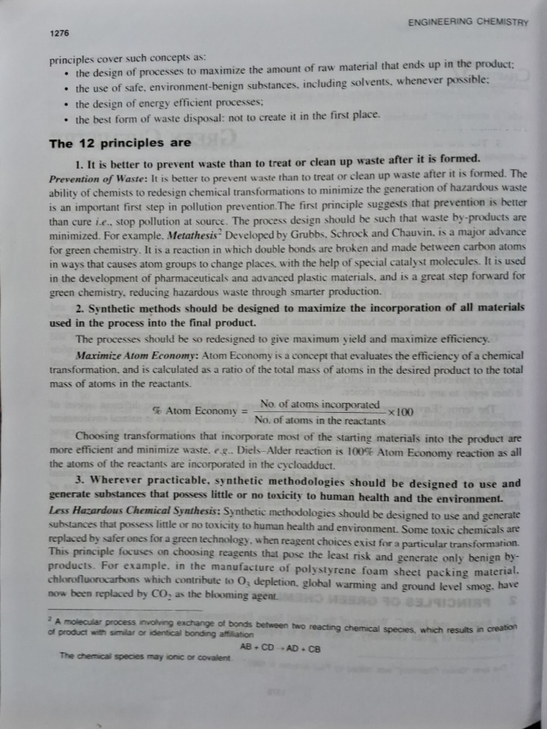 Principles of Green Chemistry | PDF | Green Chemistry | Chemistry