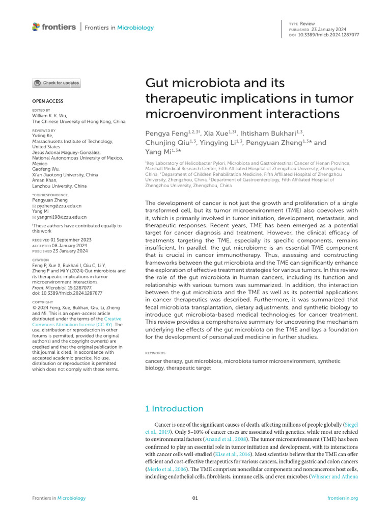 Gut Microbiota and Its Therapeutic Implications in Tumor Microenvironment Interactions | PDF ...