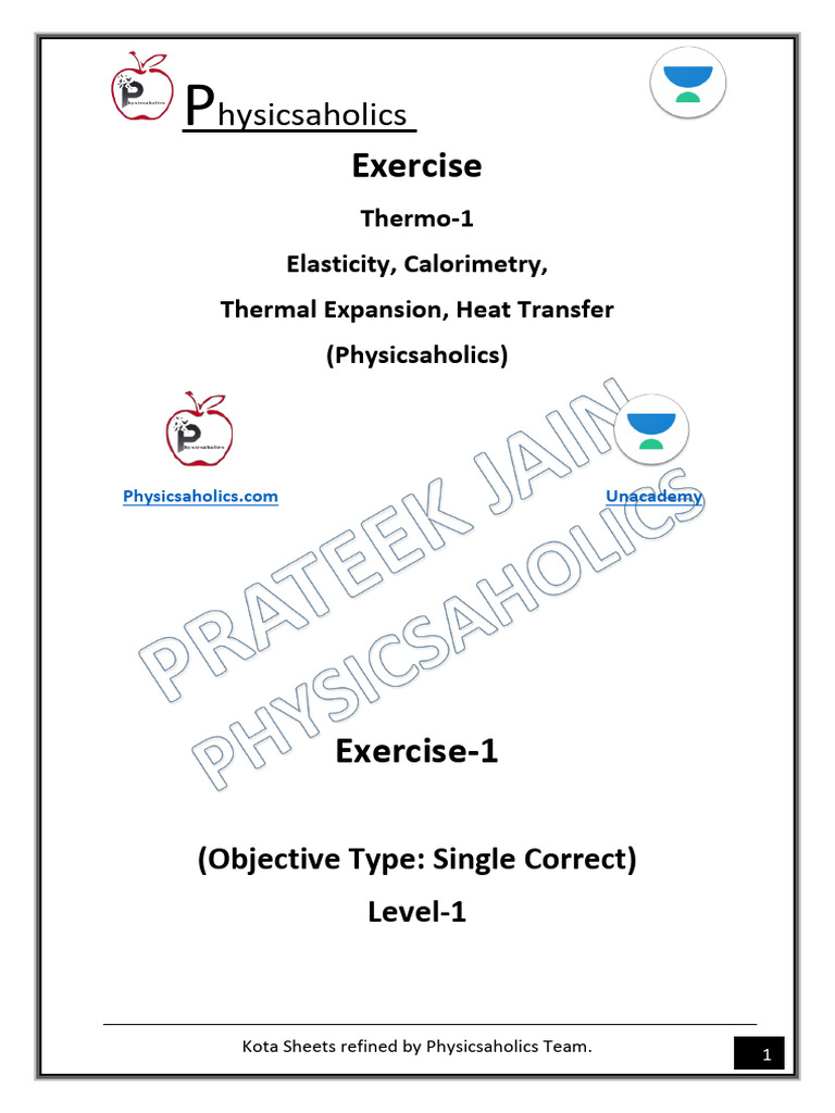 Sheet Exercise.1 - Thermo-1 - Single Correct (L-1) | PDF | Thermal Expansion | Heat
