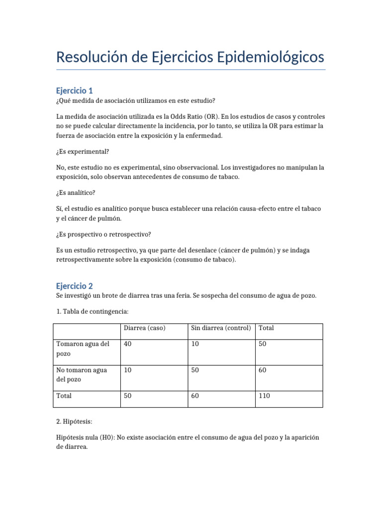 Resolucion Ejercicios Epidemiologia | PDF