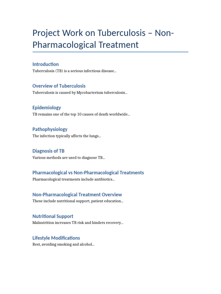 Non-Pharmacological TB Management Guide | PDF
