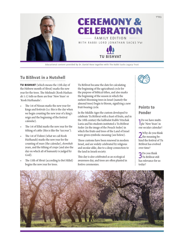 Rabbi Sacks Tu Bishvat-Page 1 | PDF | Jewish Holy Days | Jews And Judaism