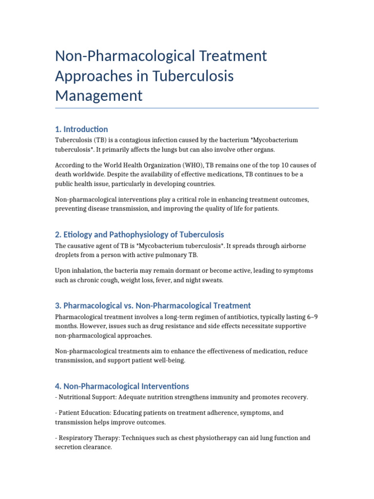 Non-Pharmacological TB Treatment Strategies | PDF | Tuberculosis ...