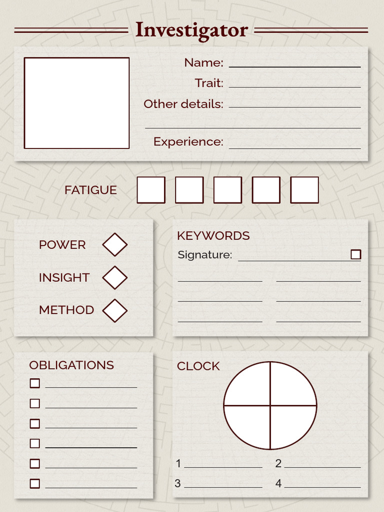 Investigator Sheet | PDF
